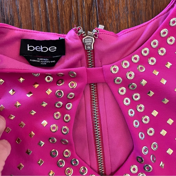 bebe | Dresses | Bebe Hot Pink Embellished Cutout Mini Dress | Poshmark